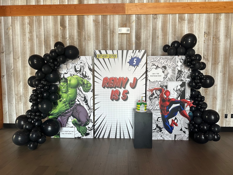 Custom Comic Marvel Hulk and Spider-man Birthday Backdrop Digital ...