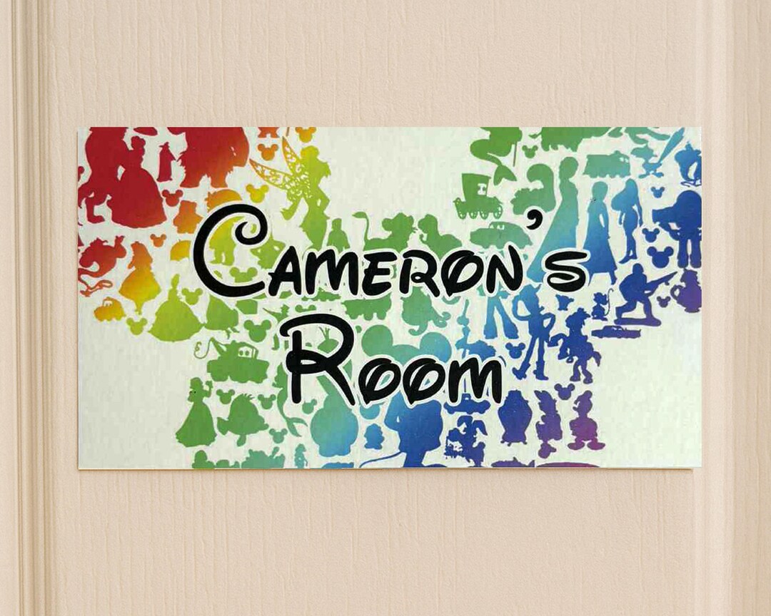 Personalised Disney Character Door Sign, Kids Door Sign, White Text ...