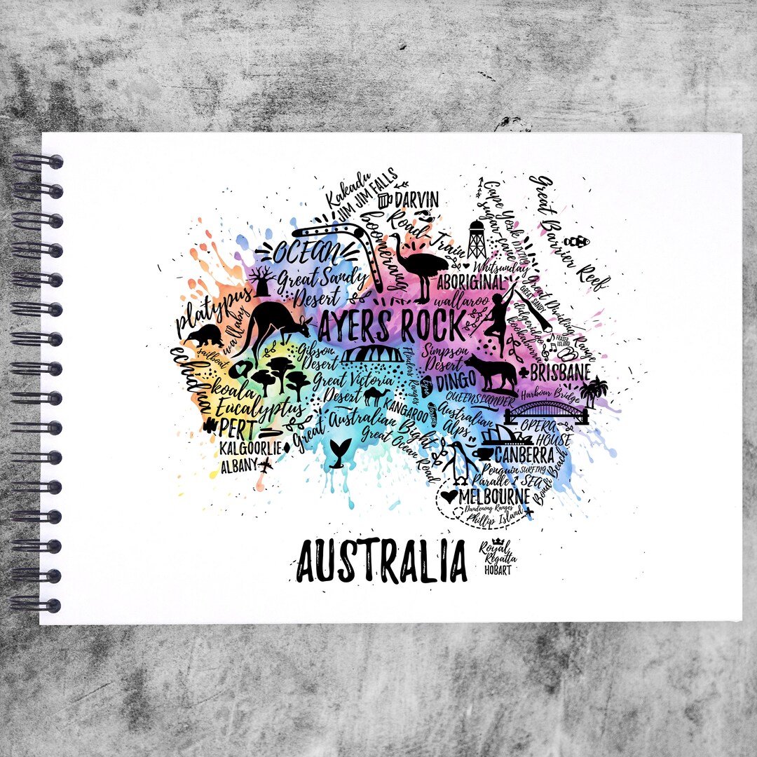 Splash WORD ART Australia Map A3/a4/a5/square Scrapbook Photo Album ...