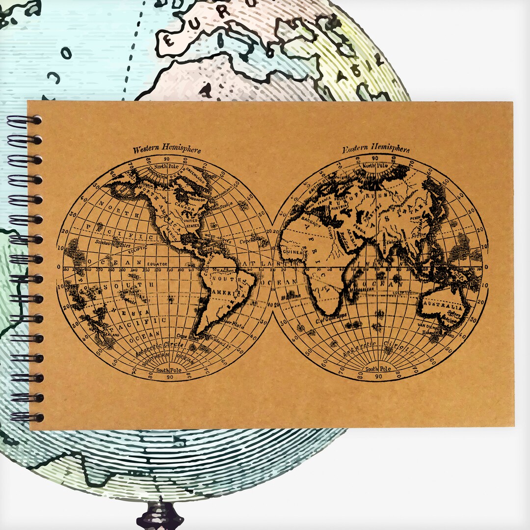Map Globes World Travel Old A3/A4/A5 Scrapbook Photo Album Memory ...