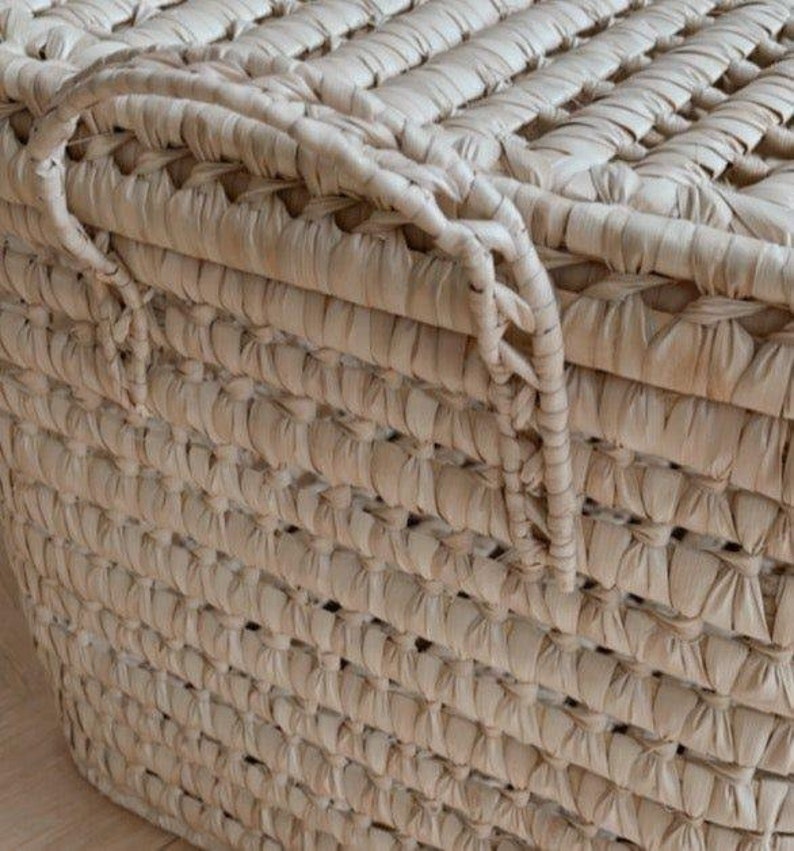 Wicker Storage Trunk , Palm Leaf Storage Chest , Moroccan Straw Storage ...