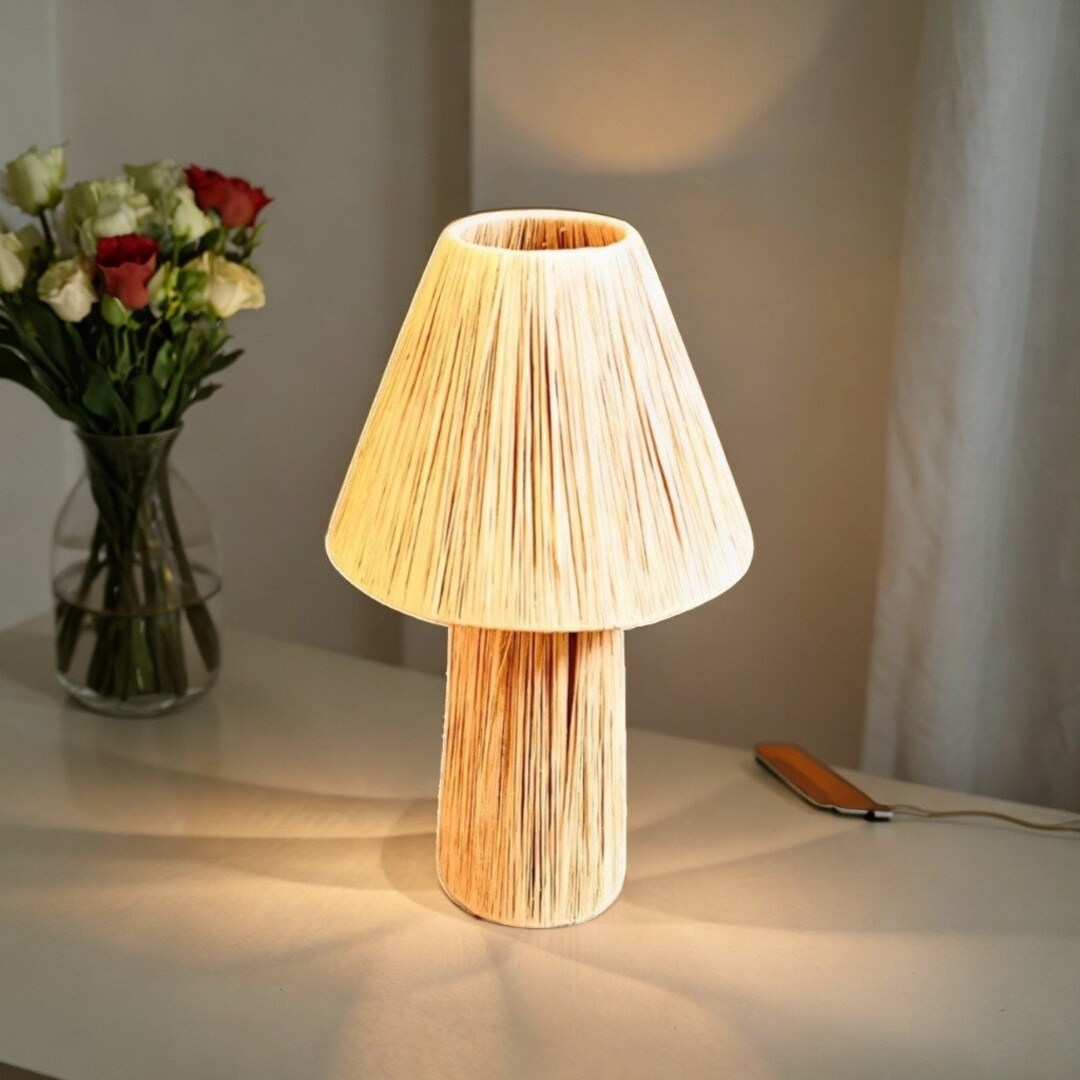 Lamp Raffia Natural Raffia Lamp, Raffia Lampshade, TABLE LAMPSHADES ...