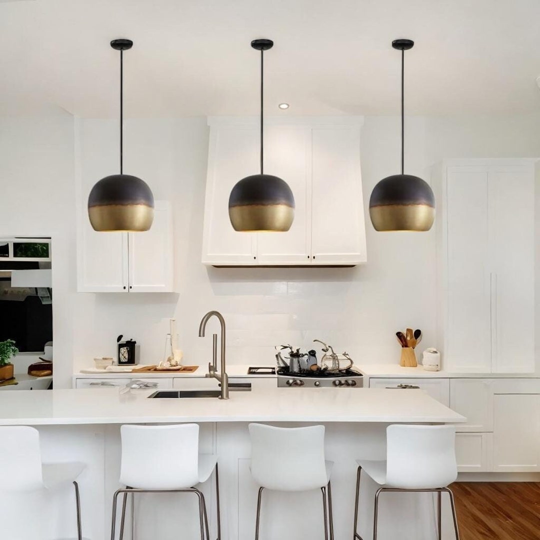 Set of 3 Brass Dome Light Fixtures Handmade Hanging Lamp Ceiling Light ...