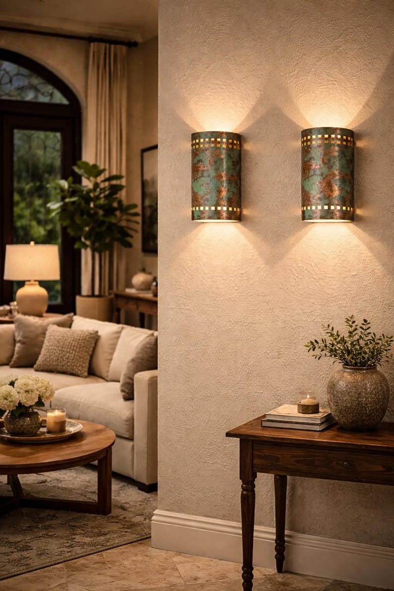 Artisan Copper Wall Sconce With Turquoise Patina – Elegant Ambient Wall ...