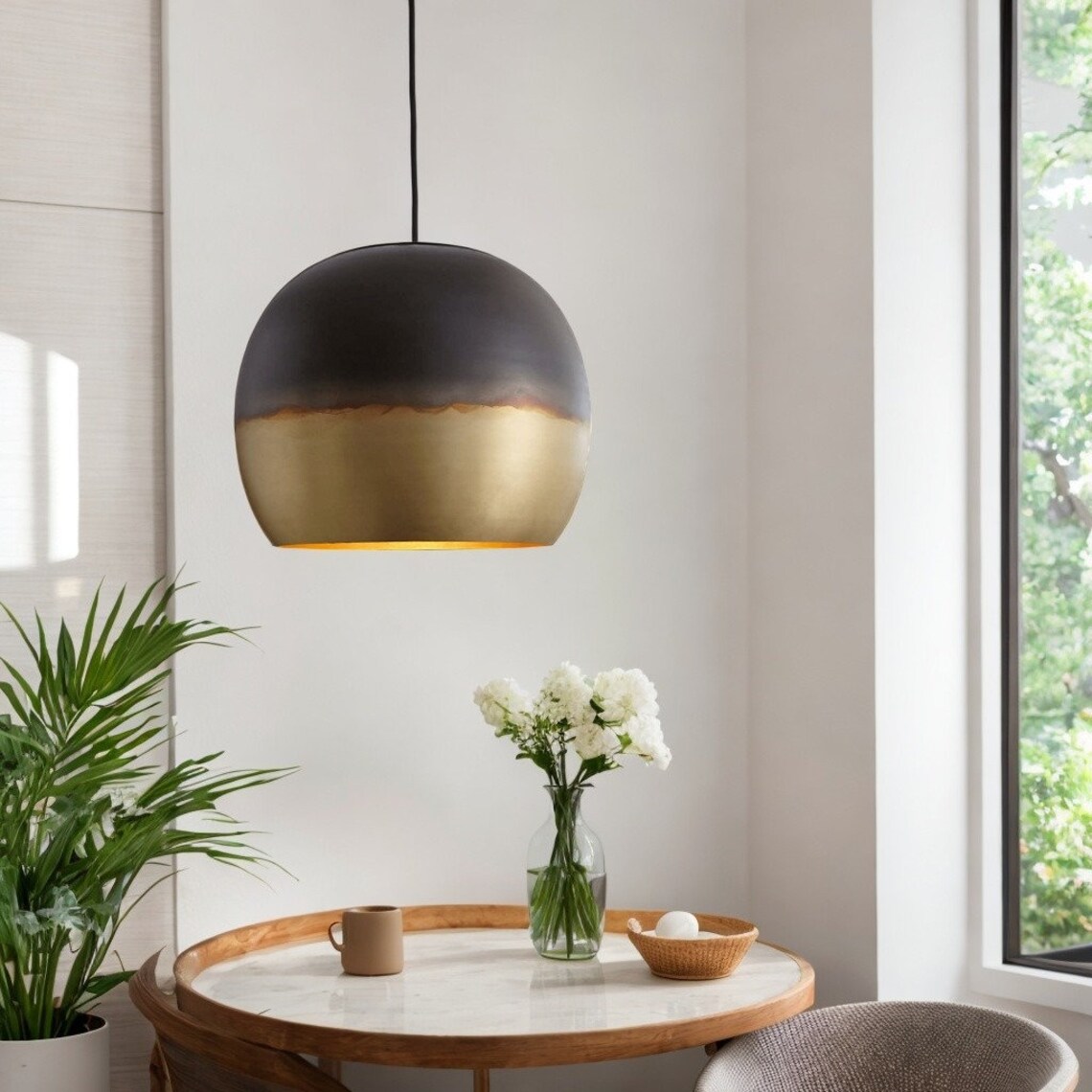 Set of 3 Brass Dome Light Fixtures Handmade Hanging Lamp Ceiling Light ...