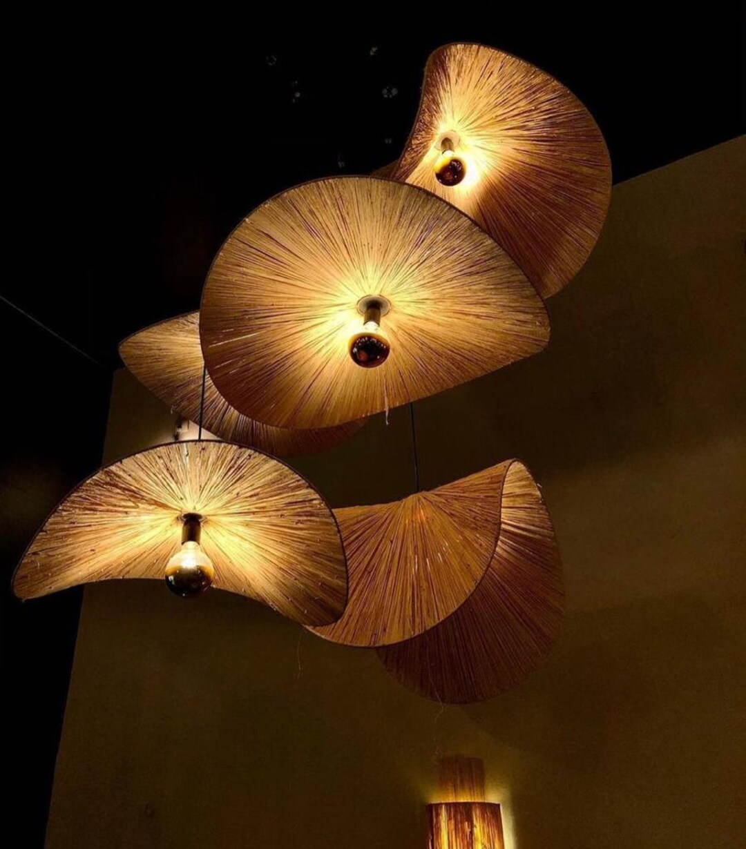 Raffia Pendant Light Natural Raffia Lamp - Etsy