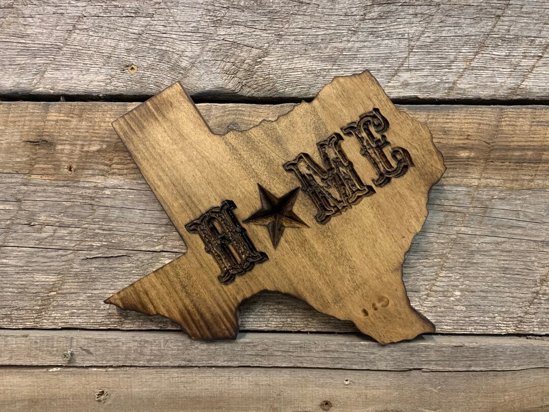 Custom Carved Wooden TEXAS Shaped Wall Hanging...your Choice! Outlaw ...
