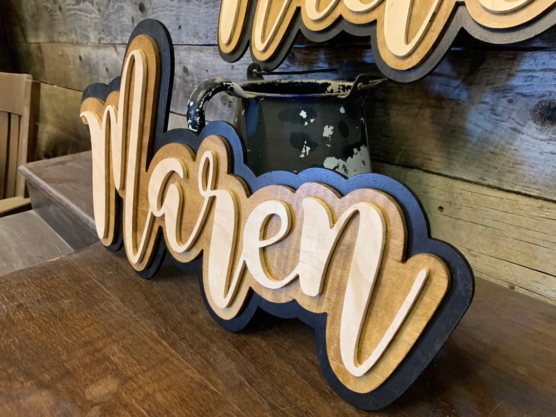 Stunning Custom Carved and Finished Layered Wooden Name Wall - Etsy