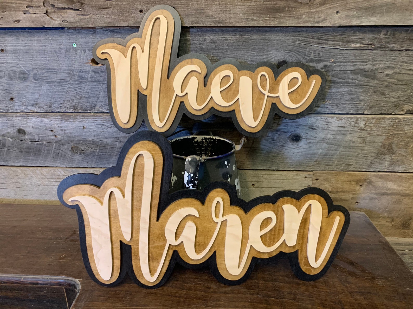 Stunning Custom Carved and Finished Layered Wooden Name Wall - Etsy