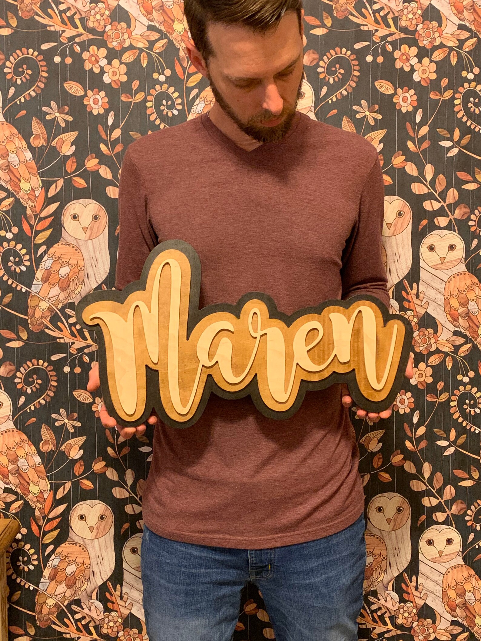 Stunning Custom Carved and Finished Layered Wooden Name Wall | Etsy