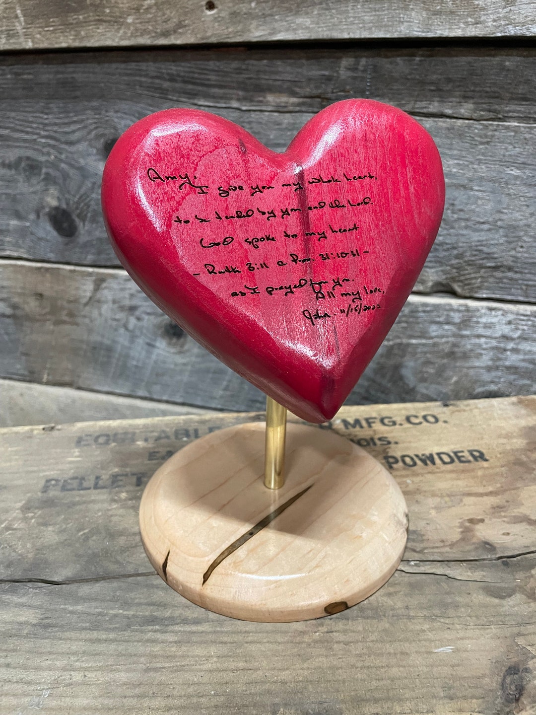 Red Heart 6" Rustic Red Heart With Your CUSTOM Message in Your Own ...