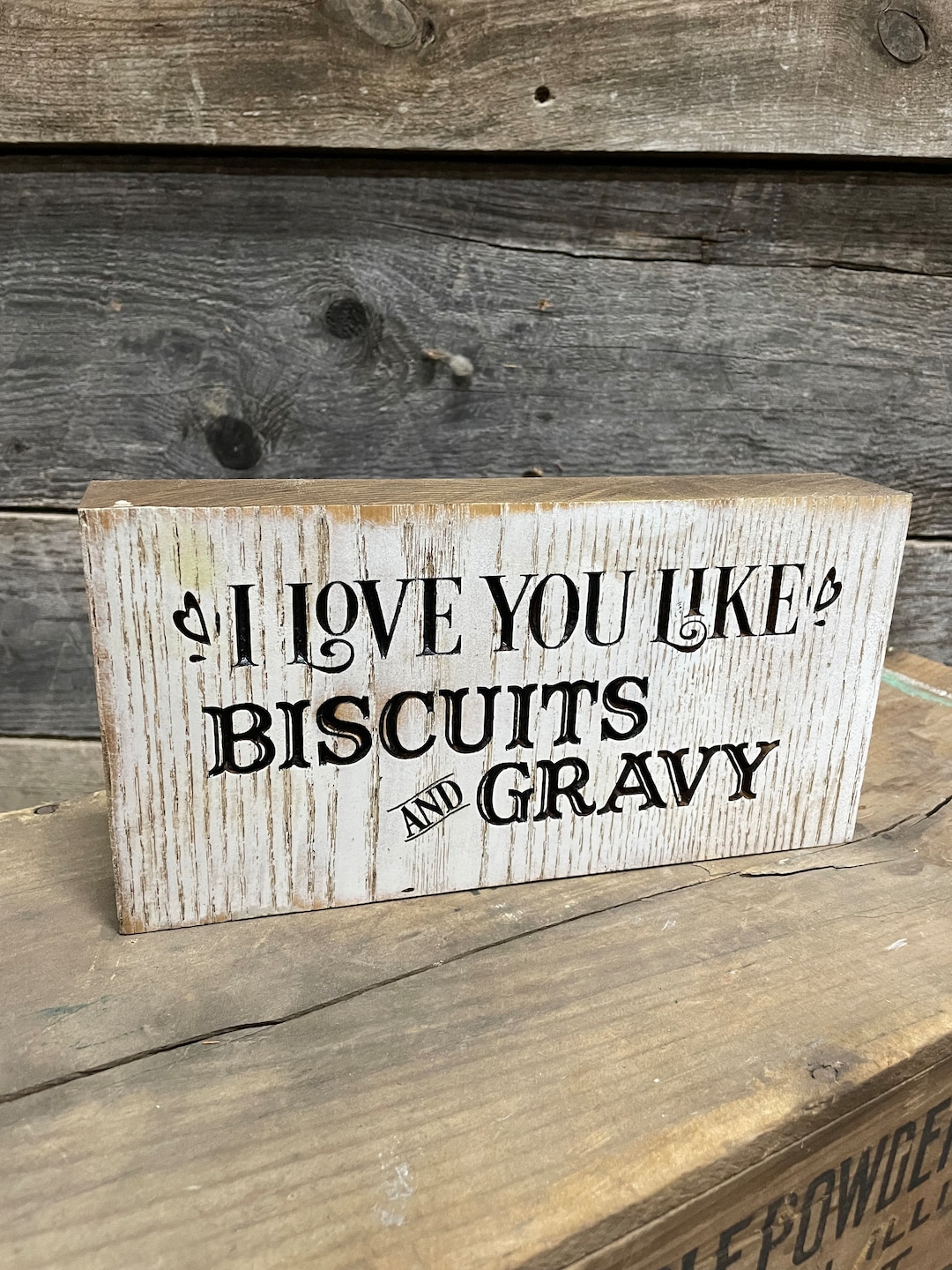 Rustic and Distressed Farmhouse Custom Carved and Painted "i Love You ...
