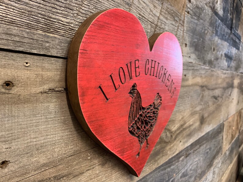 Super Cute Custom Carved i LOVE Chickens Red - Etsy
