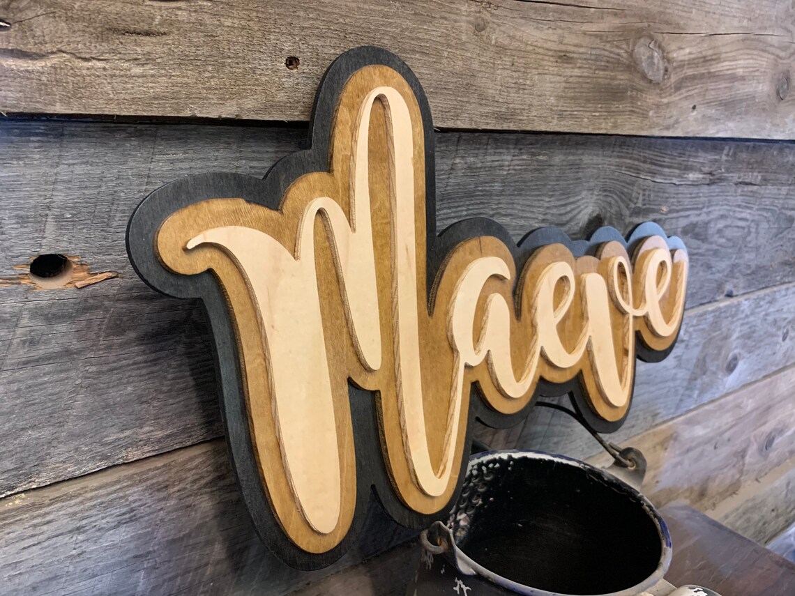 Stunning Custom Carved and Finished Layered Wooden Name Wall - Etsy