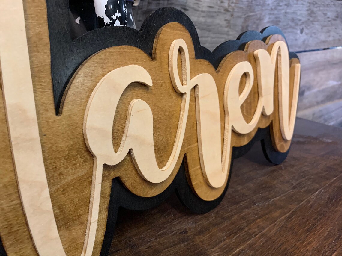 Stunning Custom Carved and Finished Layered Wooden Name Wall | Etsy