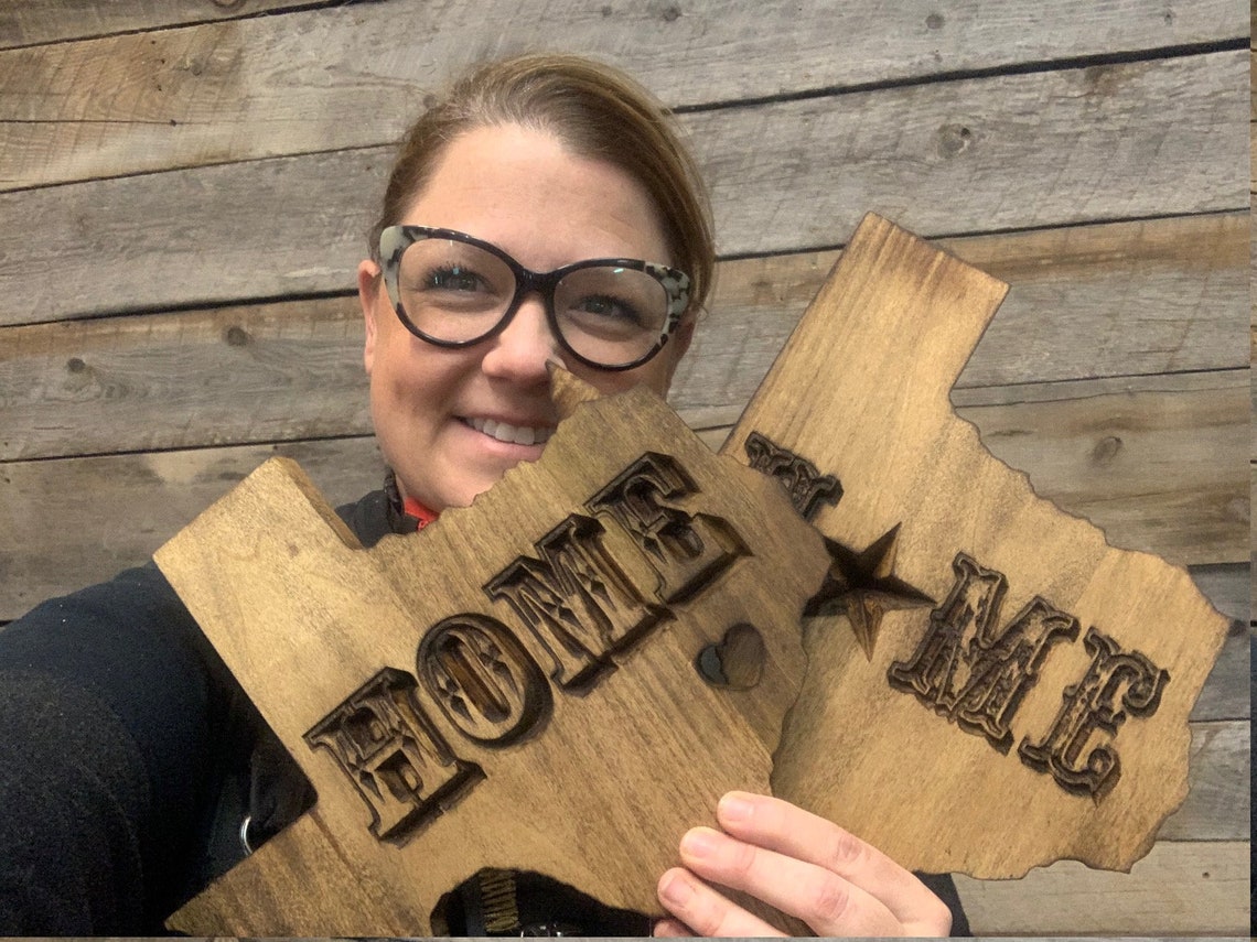 Custom Carved Wooden TEXAS Shaped Wall Hanging...your Choice - Etsy
