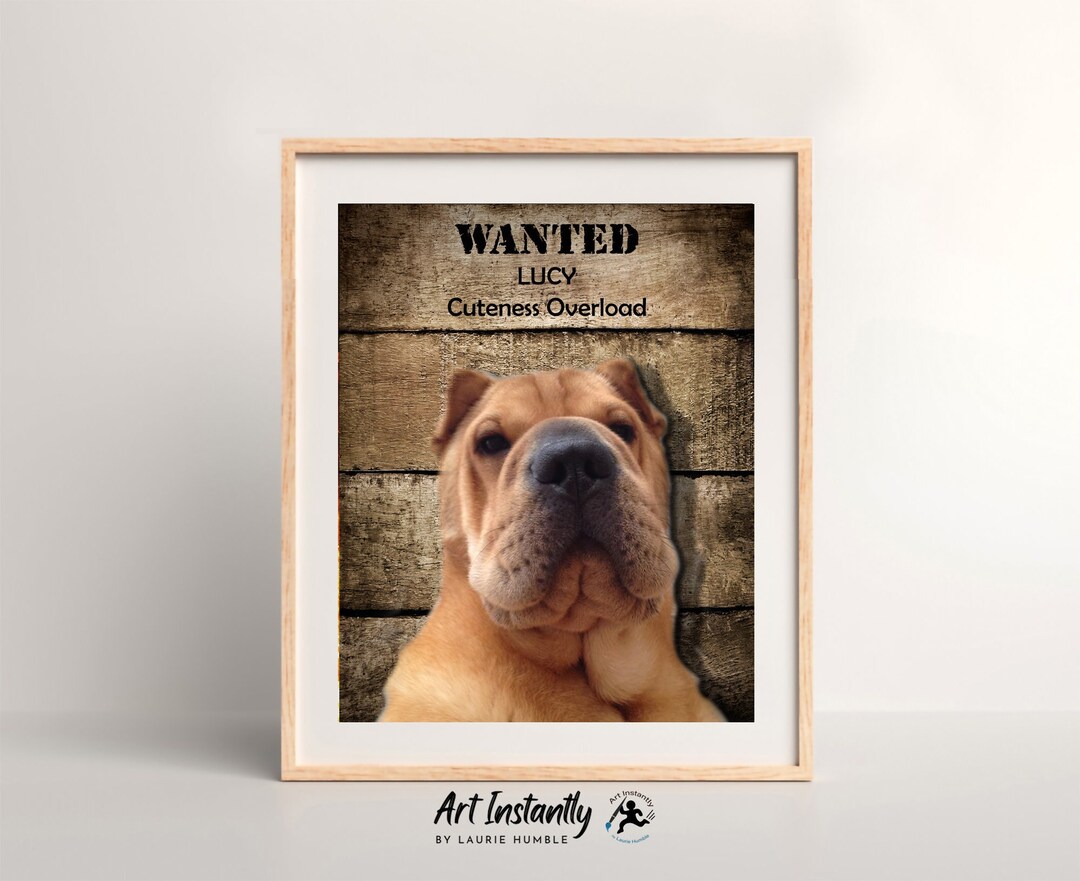 Custom Pet Portrait Printable, Funny Wanted Poster Art, Personalized ...