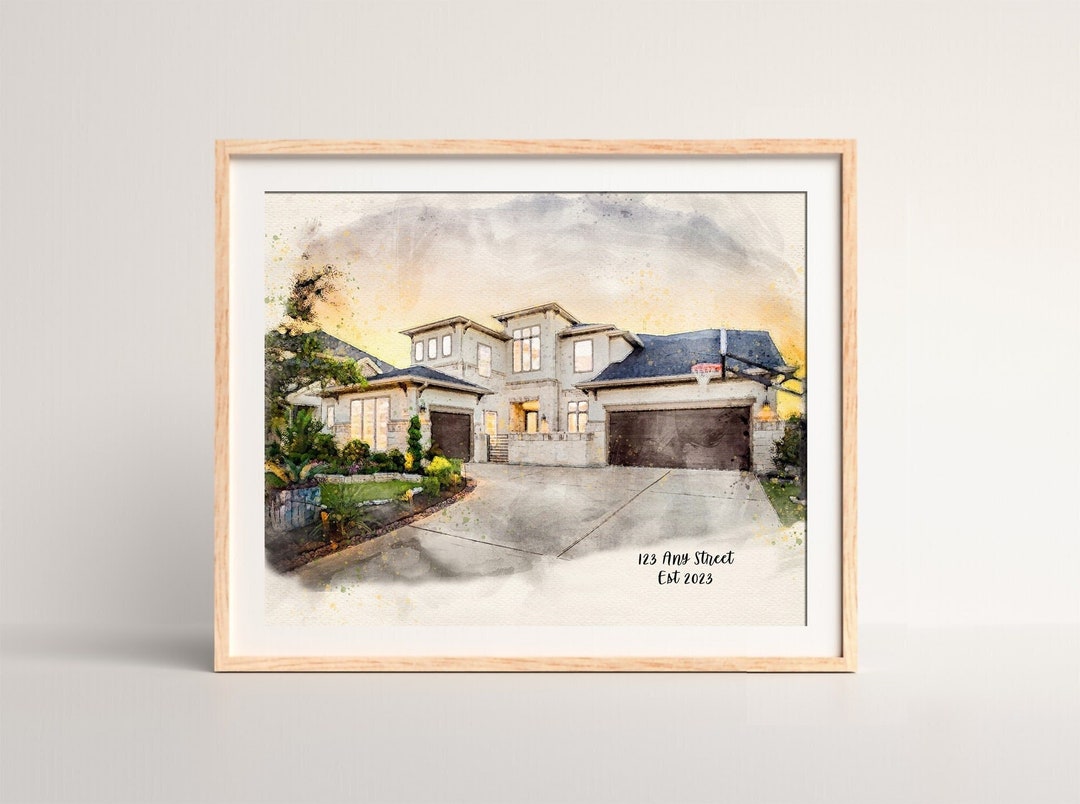 Custom Watercolor House Printable Gift. Digital Art From Photo - Etsy
