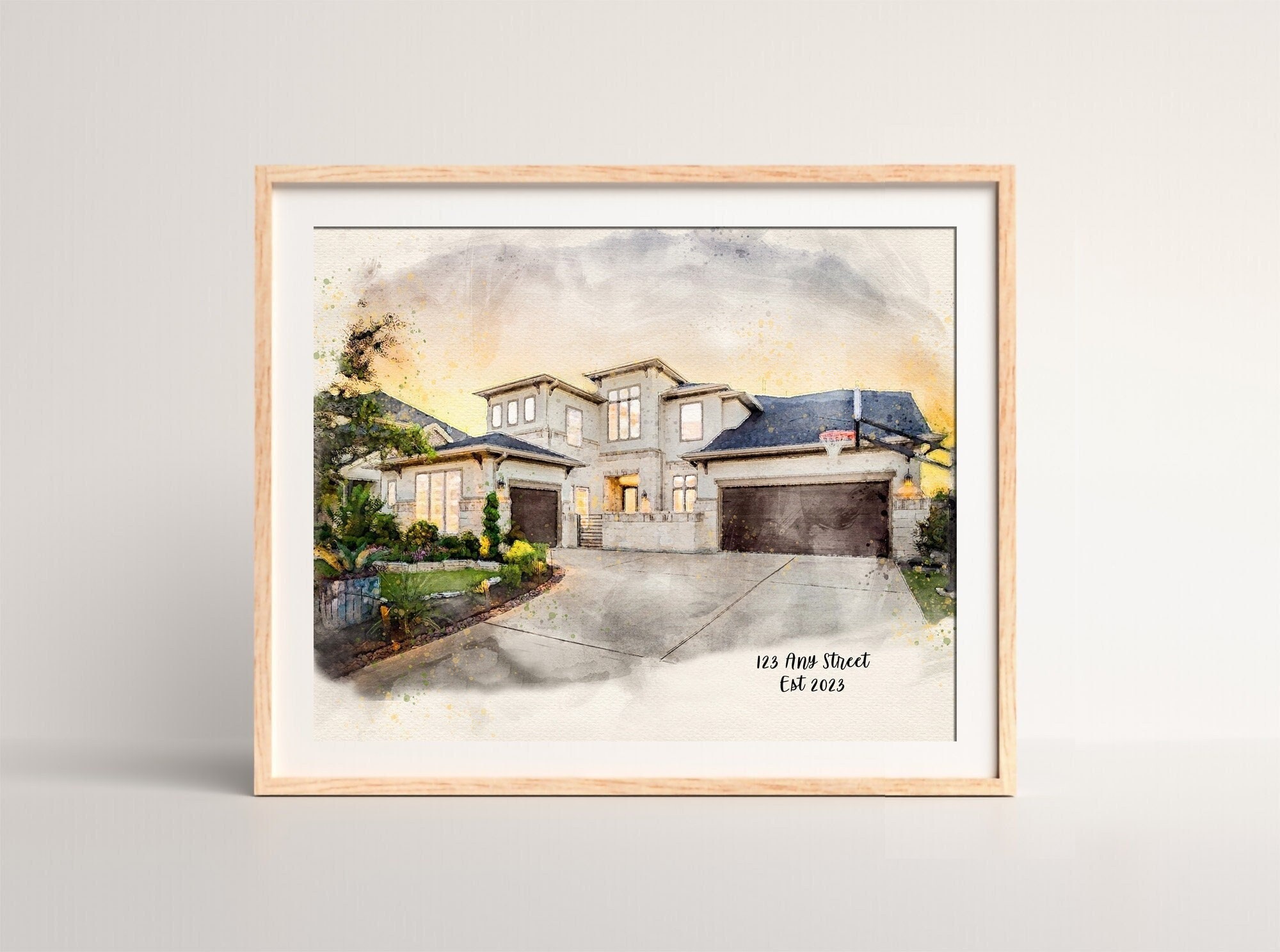 Custom Watercolor House Printable Gift. Digital Art From Photo - Etsy