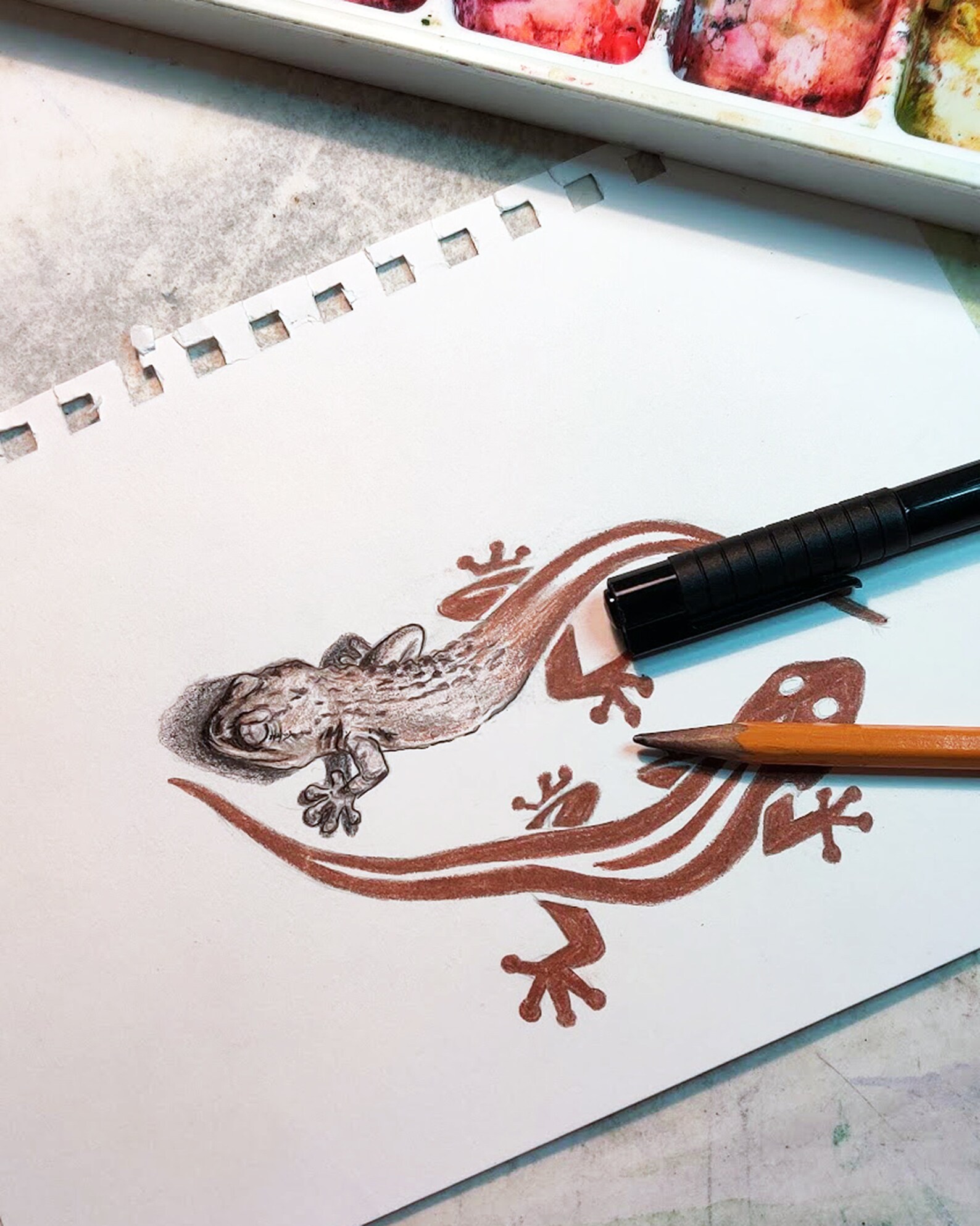 Tribal Henna Lizard Tattoo Illustration-instant Download Printable 3D ...