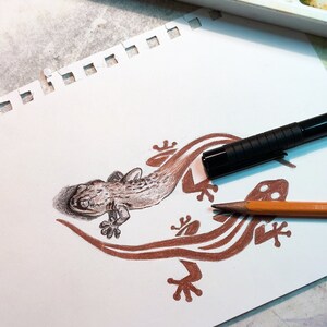 Tribal Henna Lizard Tattoo Illustration-instant Download Printable 3D ...