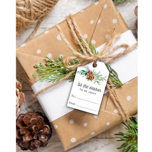 Printable Christmas Tags, Holiday Greenery Christmas Gift Tags Set of 9 ...