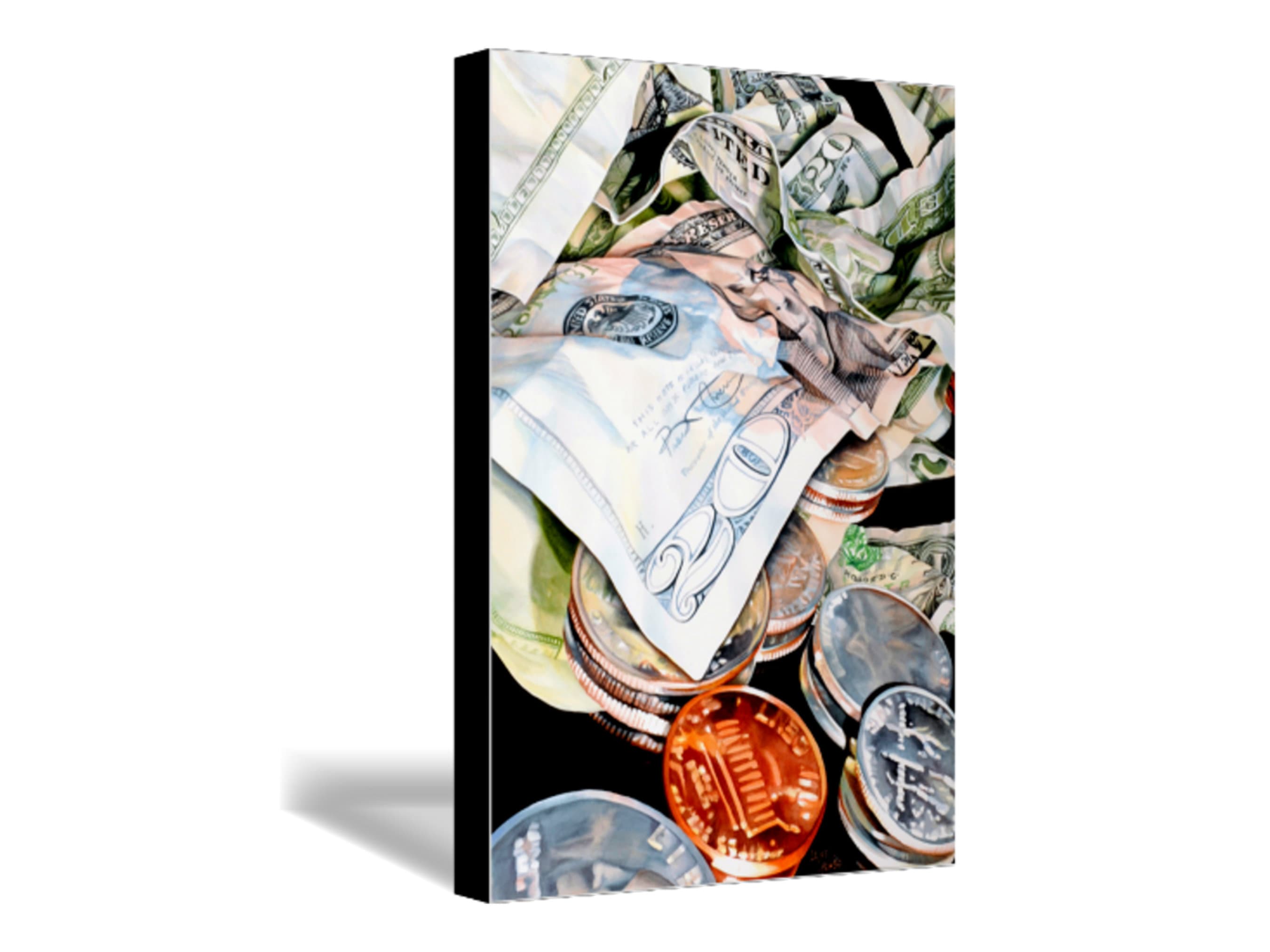 Money Watercolor Painting Office Wall Canvas Print, Large US Currency ...