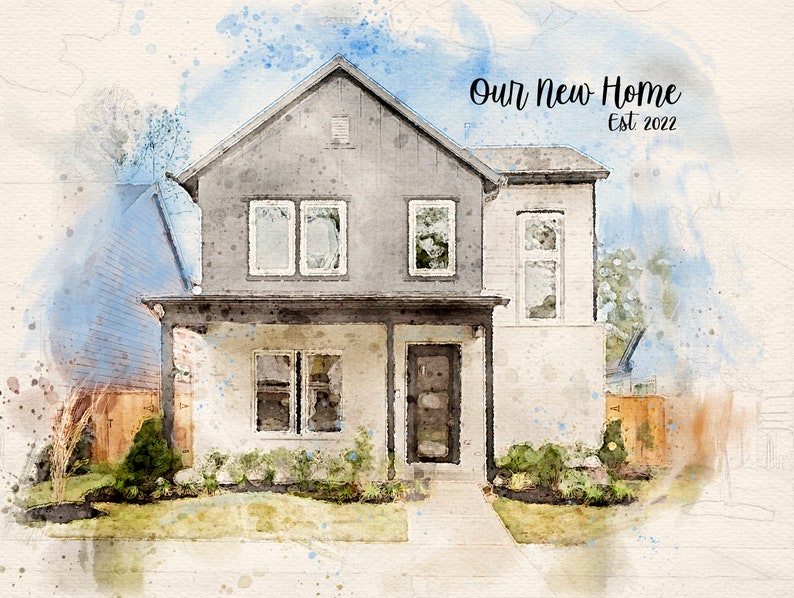 Custom Watercolor House Printable Gift. Digital Art From Photo | Etsy