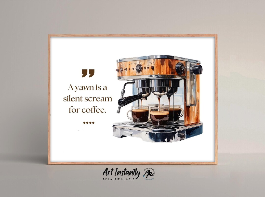 Espresso Machine Watercolor Print: Funny Coffee Bar Art (digital ...