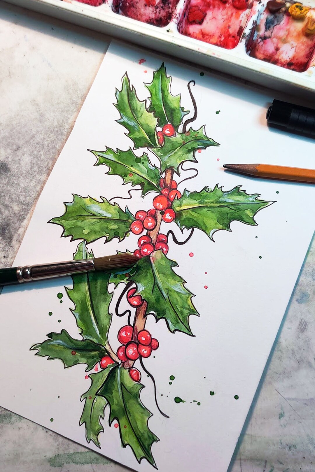 Christmas Holly Tattoo Design Instant Download Printable Holiday Tattoo ...