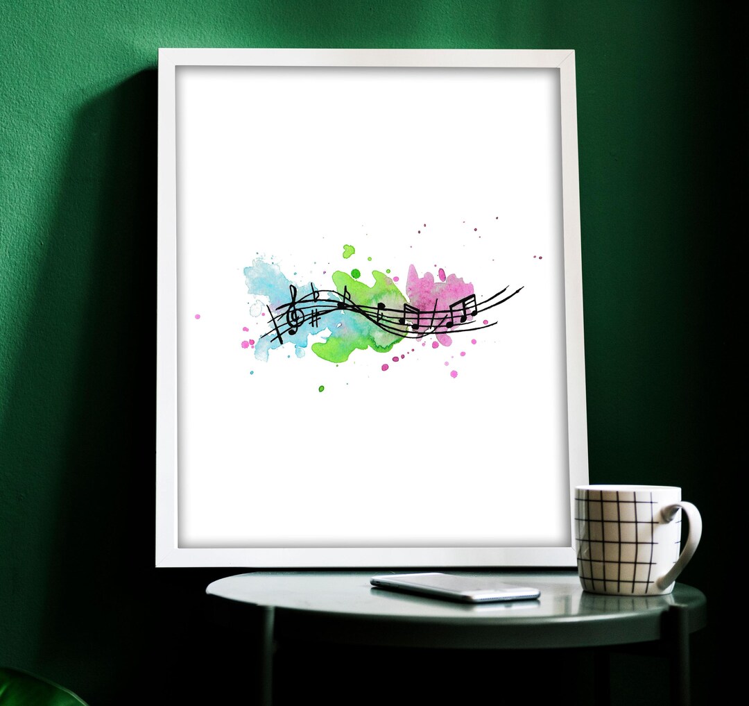 Watercolor Music Note Tattoo Art Print: Music Room Decor (digital ...