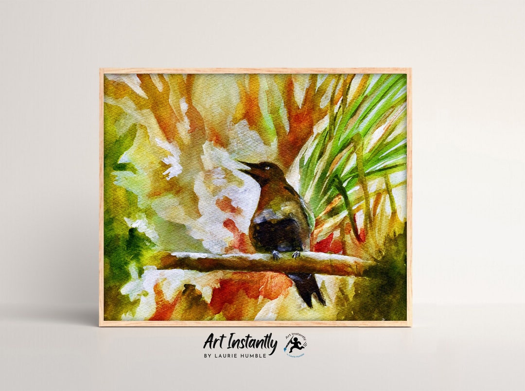 Abstract Bird Digital Print Watercolor Painting Gift for Bird Lover ...
