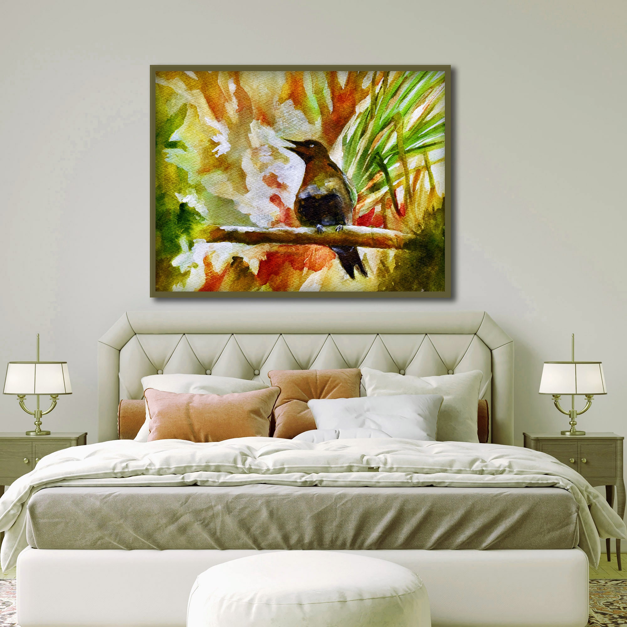 Abstract Bird Digital Print Watercolor Painting Gift for Bird Lover ...