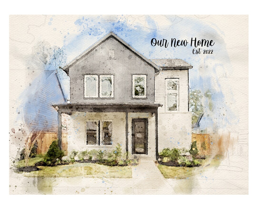 Custom Watercolor House Printable Gift. Digital Art From Photo - Etsy