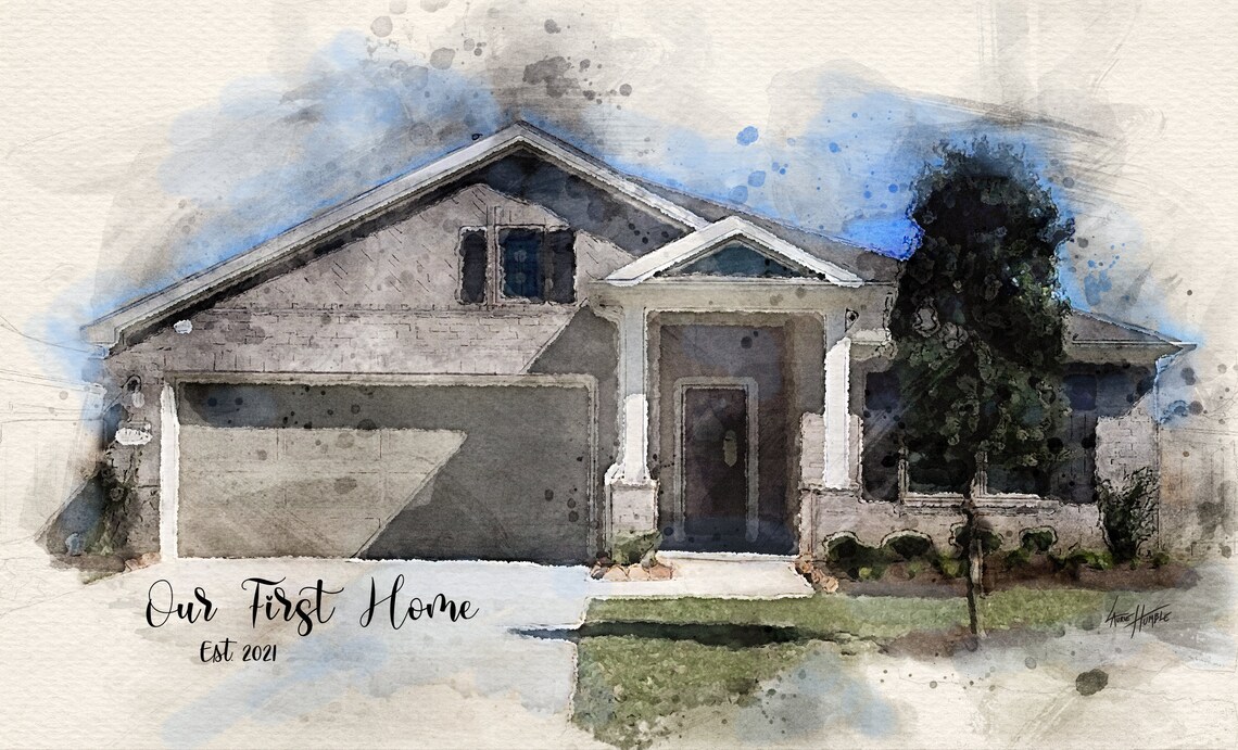 Custom Watercolor House Printable Gift. Digital Art From Photo for ...