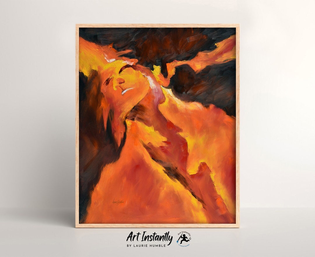 Abstract Figure Oil Painting Digital Print Modern Abstract Face Fire ...