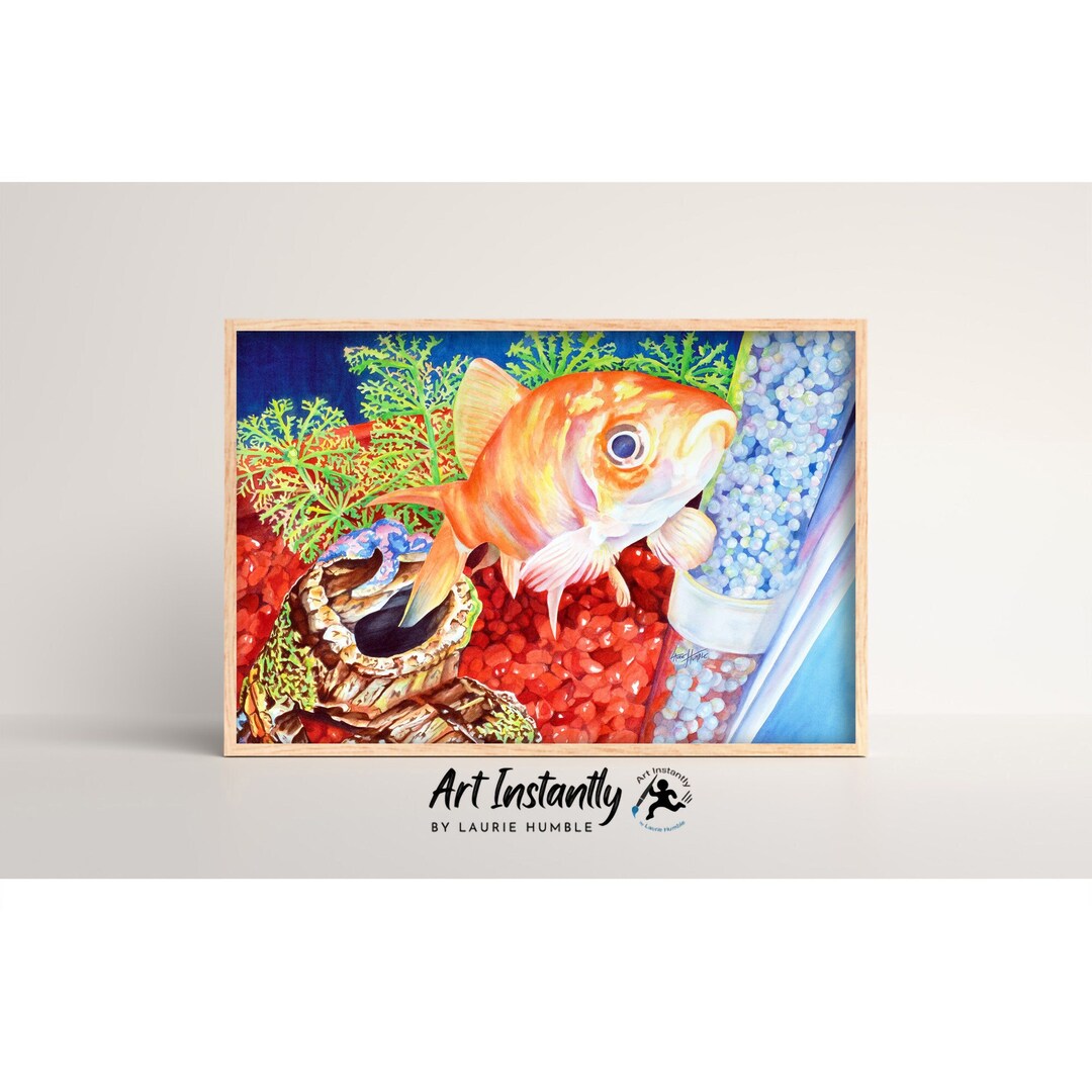 Goldfish Fish Painting Printable Wall Art, Large Statement Art Aquarium ...