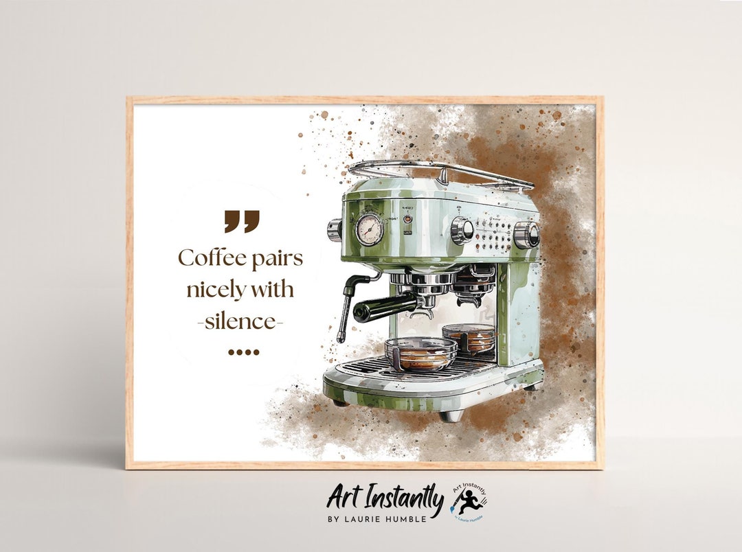 Espresso Machine Watercolor Print: Funny Coffee Bar Art (digital ...