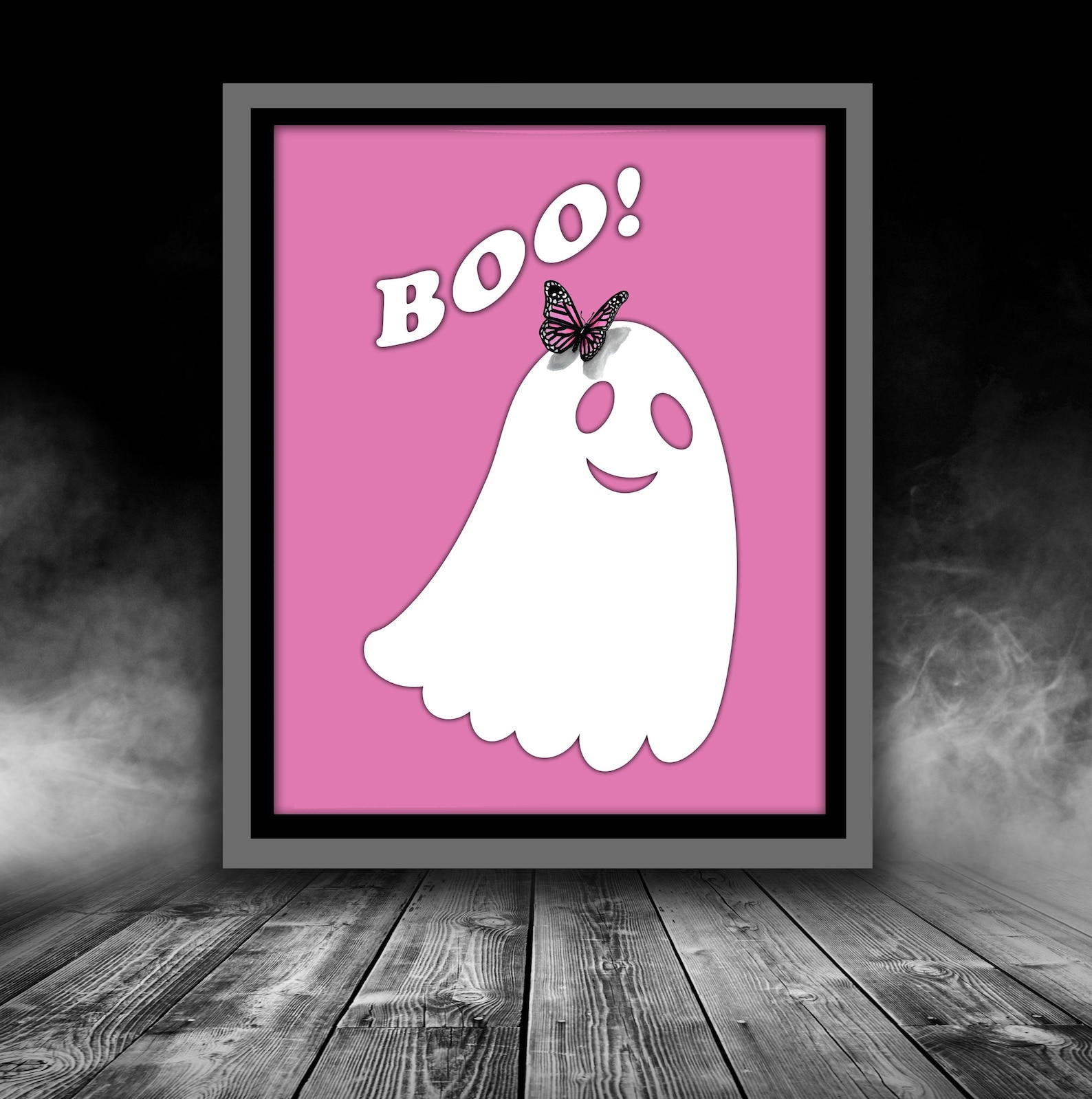 Trendy Pink Halloween Poster Pink Ghost Digital Print Cute Ghost Pink ...