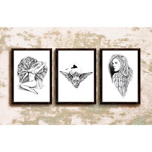 Angel Tattoo Flash Set: Printable Studio Art - Commercial License - Etsy