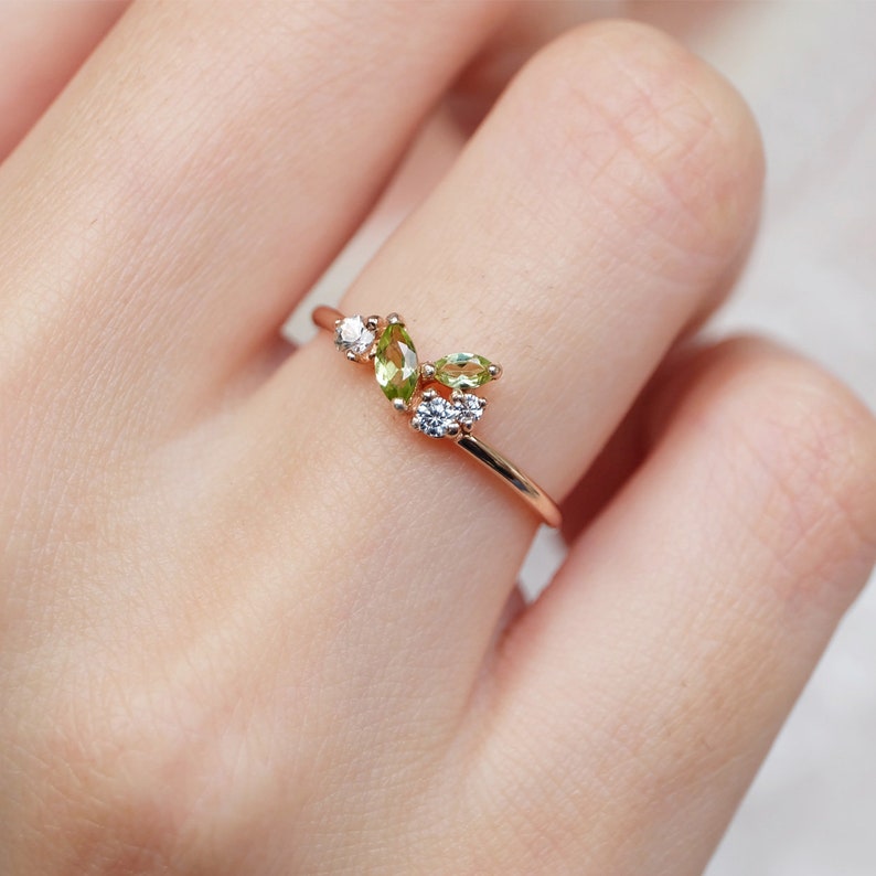 Peridot Ring 14k Gold Peridot Marquise Ring Marquise Peridot | Etsy