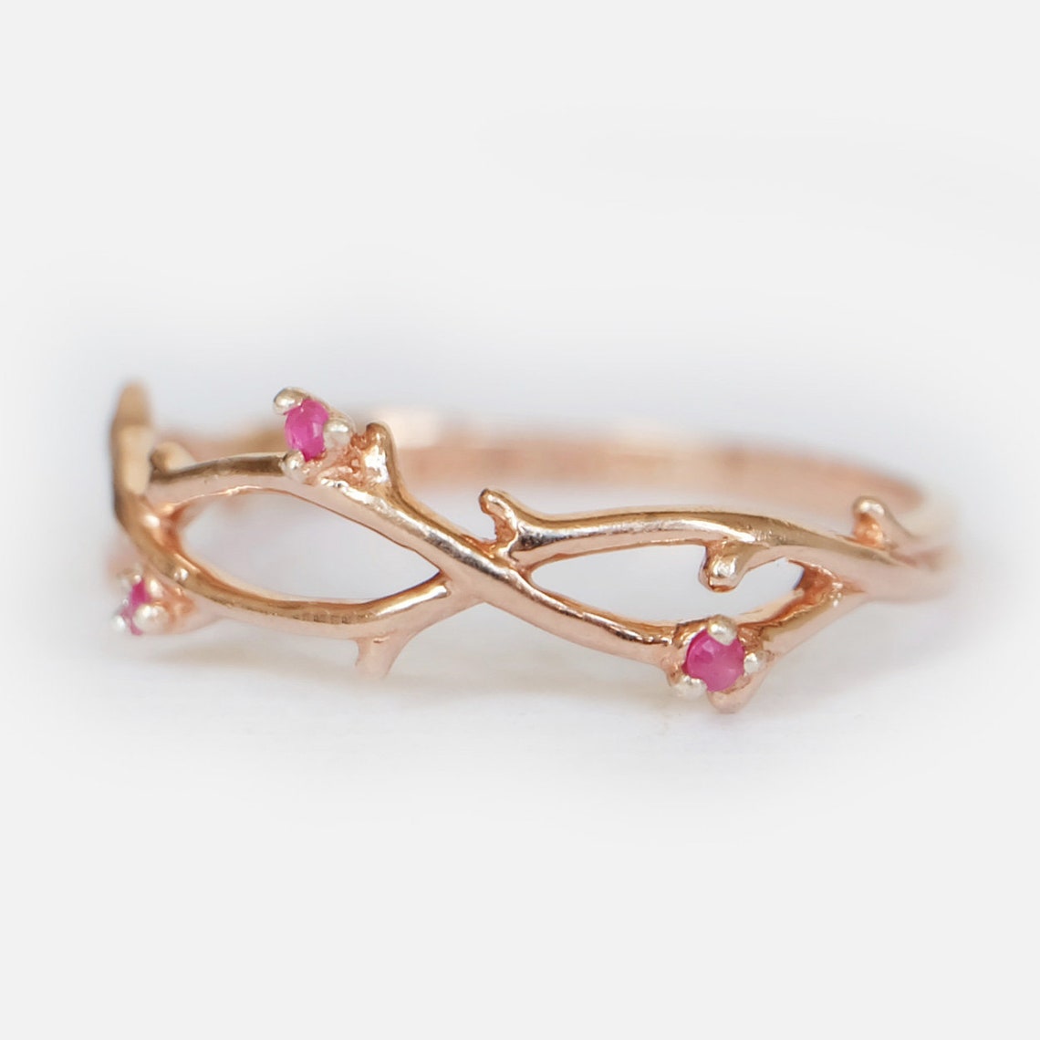 Ruby Branch Ring Tiny Branch Ring Ruby Leaves Ring Ruby | Etsy