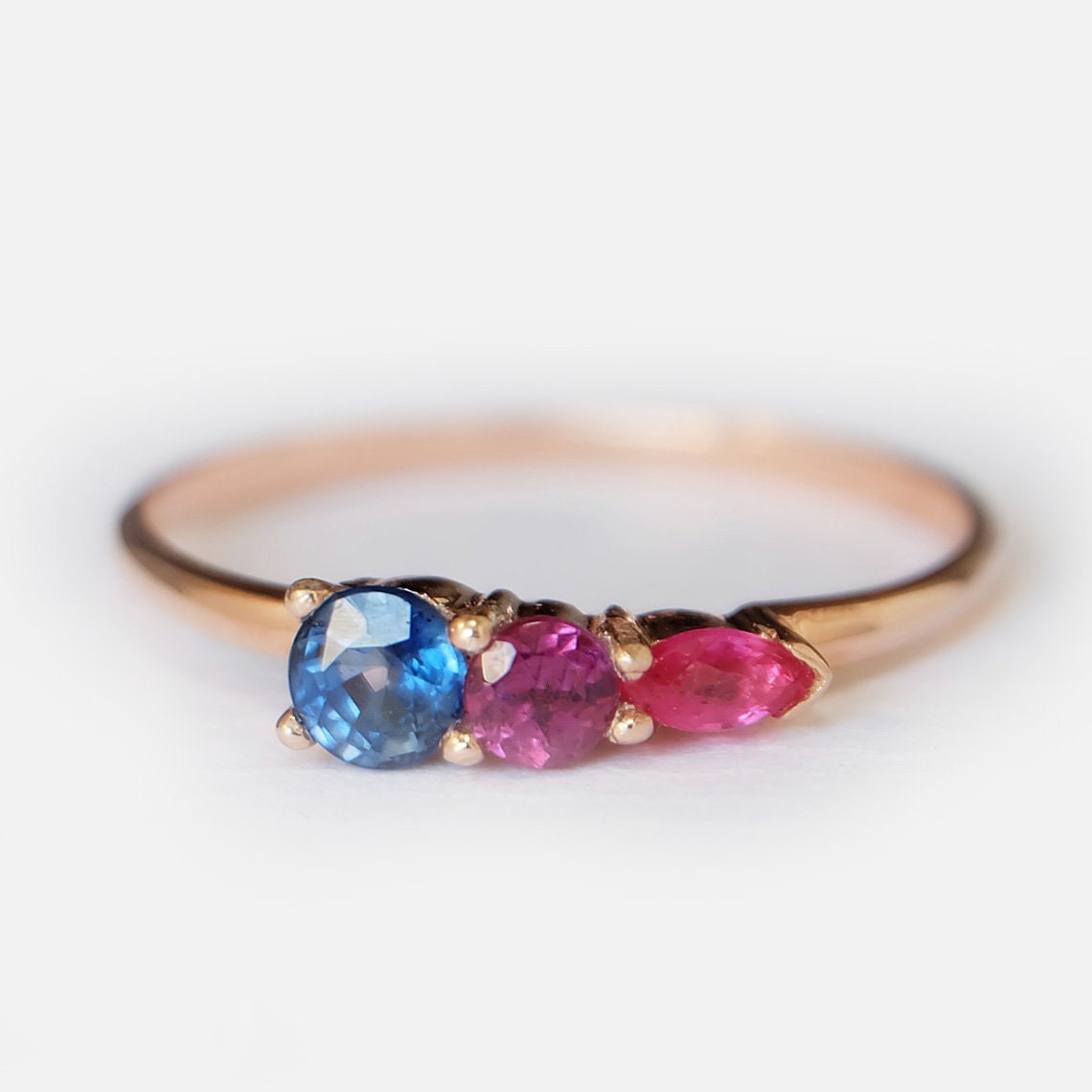 14k gold mixed stone cluster ring gemstone ring cluster | Etsy
