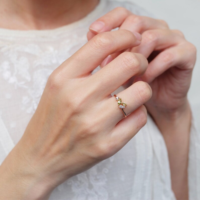 Peridot Ring 14k Gold Peridot Marquise Ring Marquise Peridot | Etsy