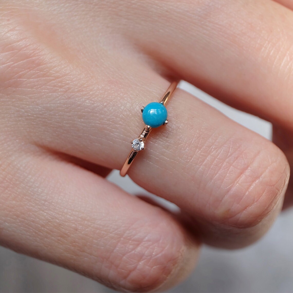 14k gold turquoise ring turquoise ring stacking ring dainty | Etsy