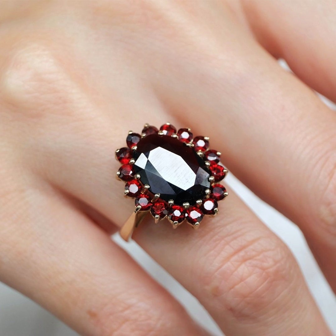 Oval Garnet Ring, Garnet Ring, Garnet Rings for Women, 14k Garnet Ring ...
