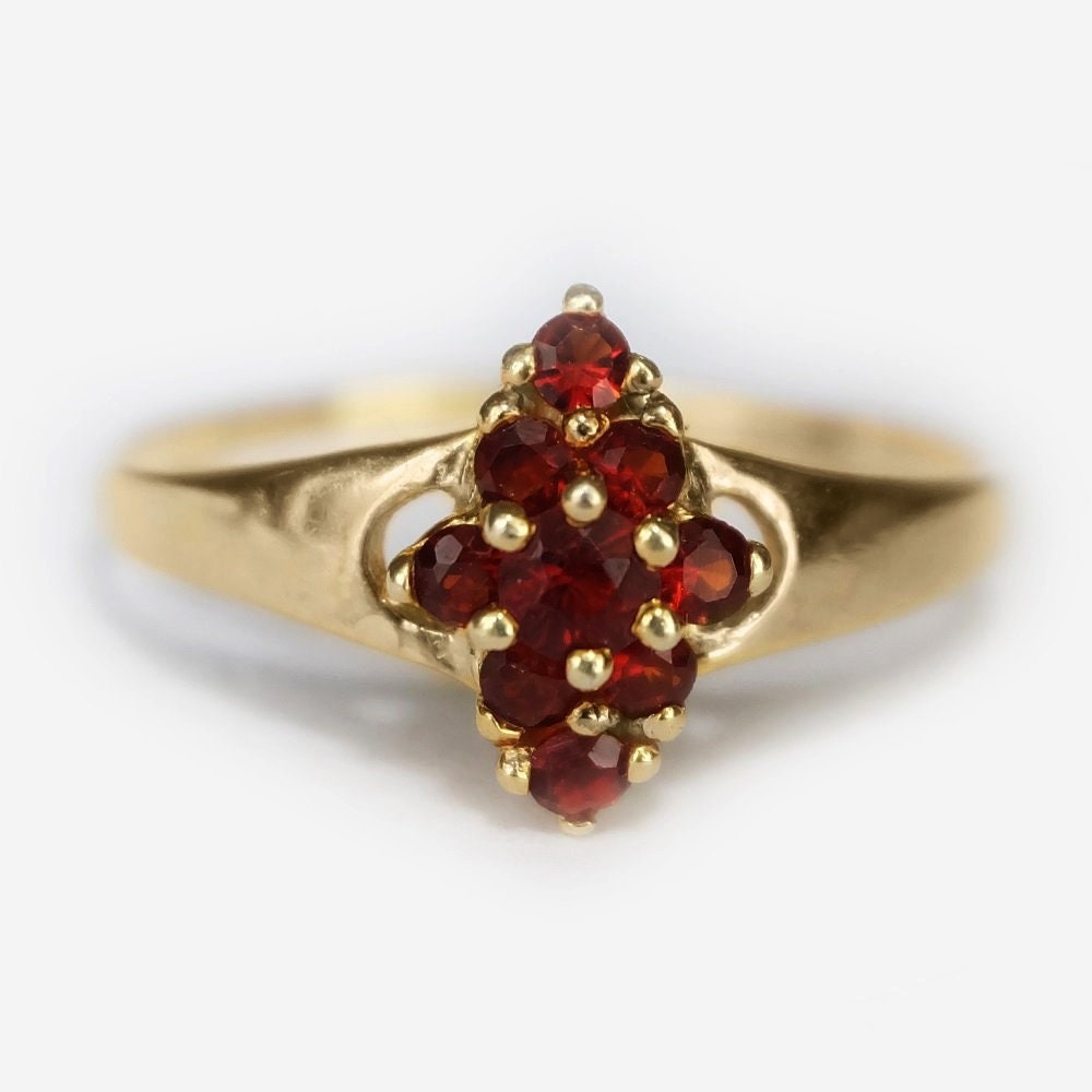 Round garnet ring gold ring garnet antique garnet ring | Etsy