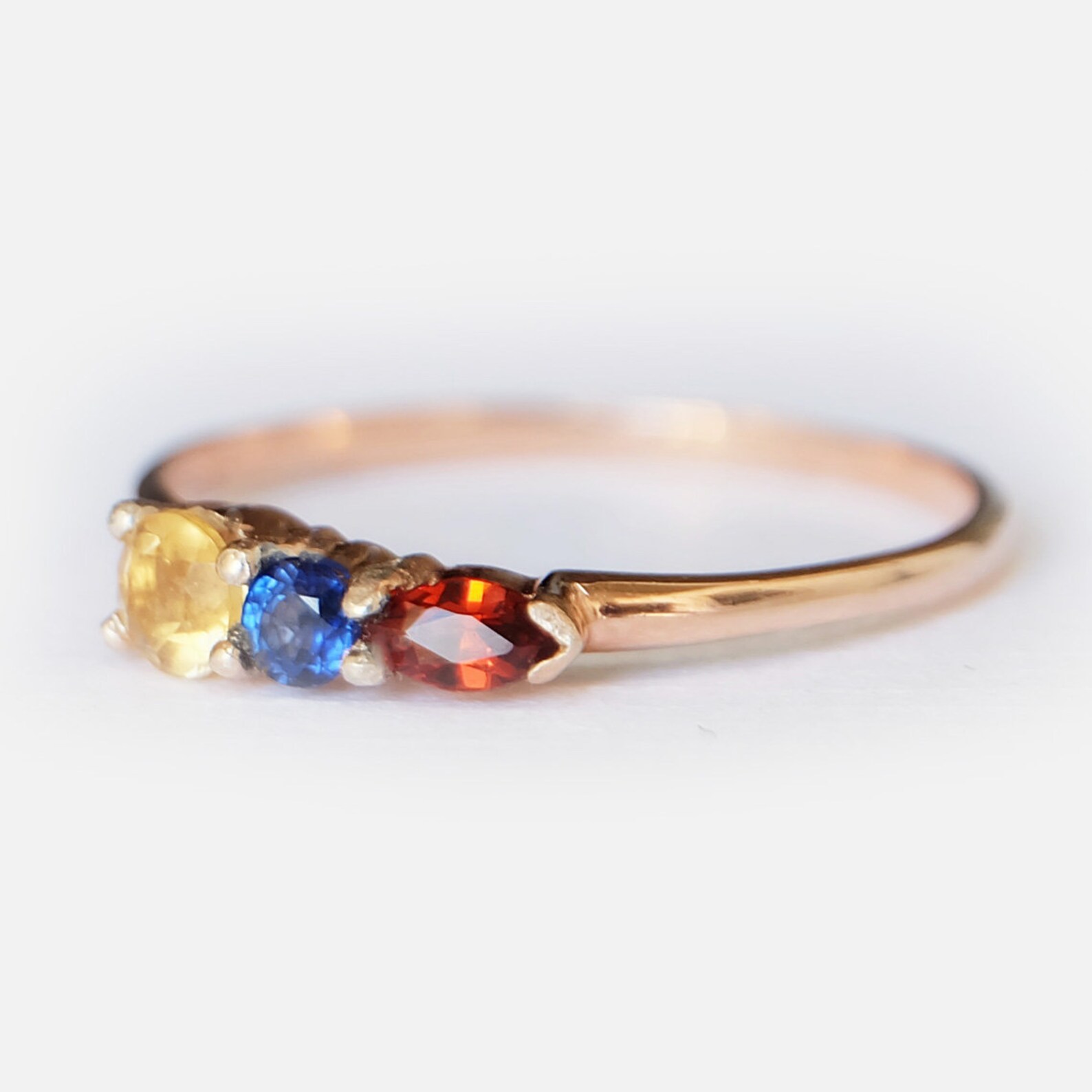 14k Gold Mixed Stone Cluster Ring Gemstone Ring Cluster - Etsy