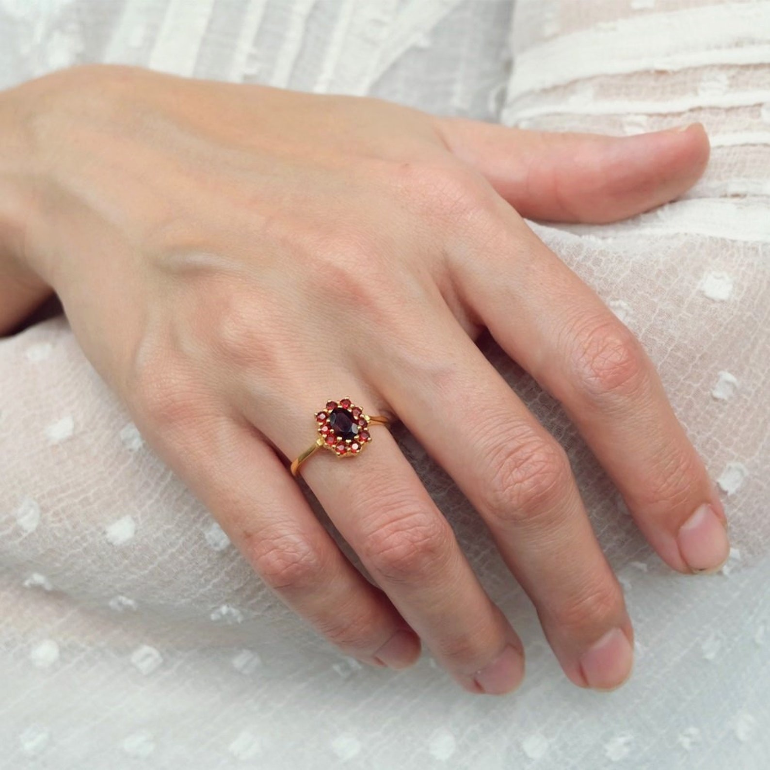 Oval Garnet Ring Garnet Ring Garnet Rings for Women 14k - Etsy