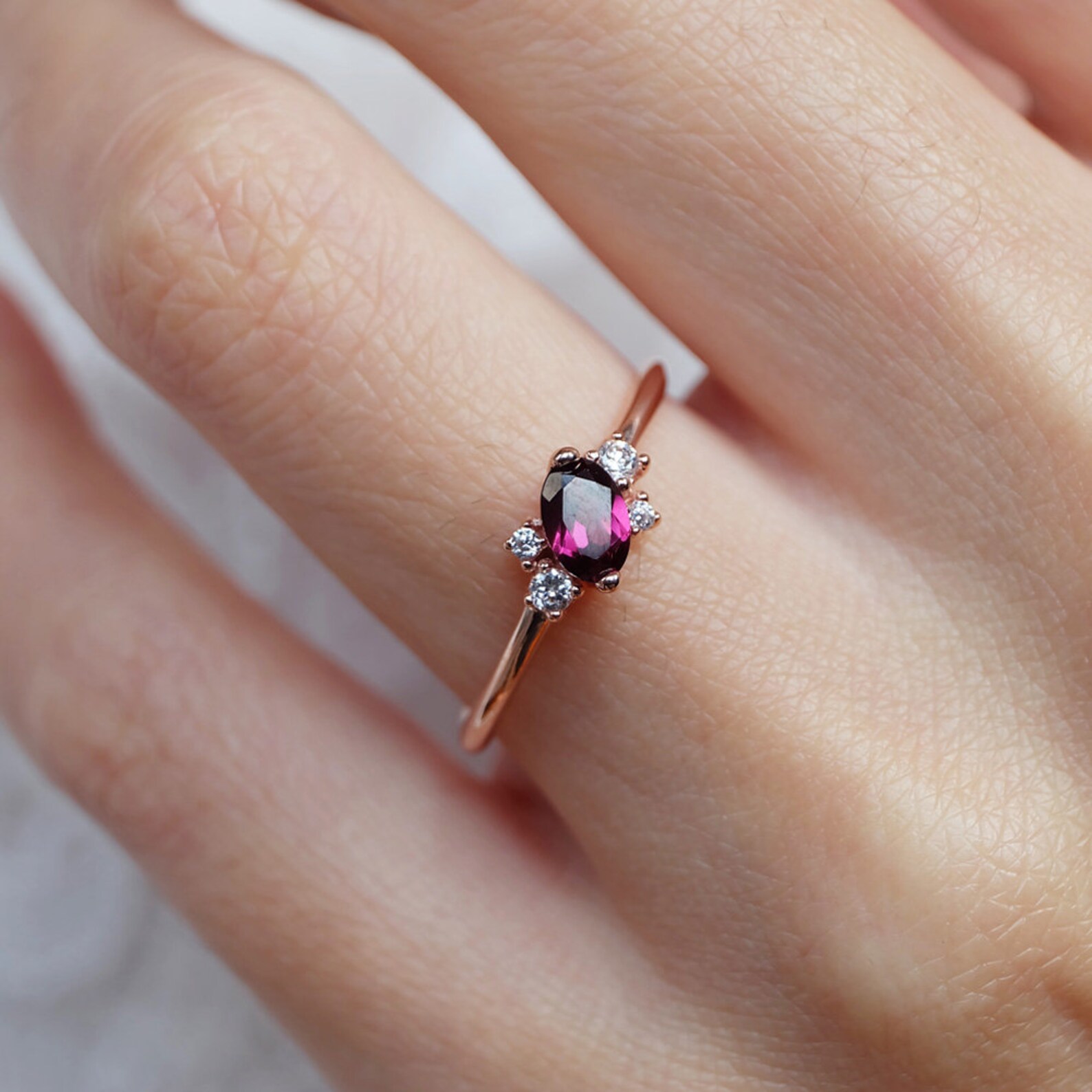 Rhodolite Ring Rhodolite Rings for Women Rhodolite Cluster - Etsy